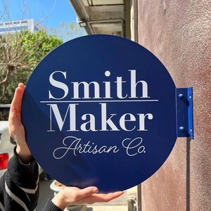 Custom Round Blade Sign for Business - Double Sided Metal Storefront ...