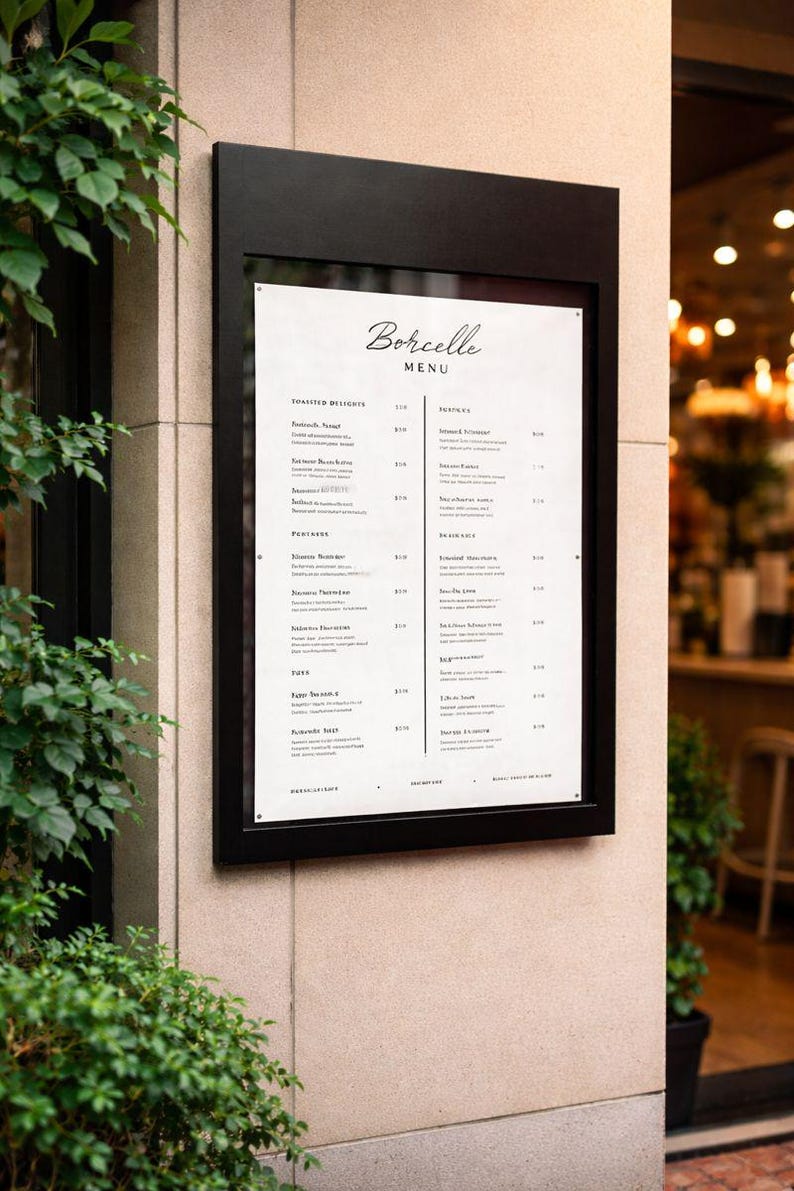 Wall Mounted Menu Box - Restaurant Menu Display Case for Cafe, Bistro ...