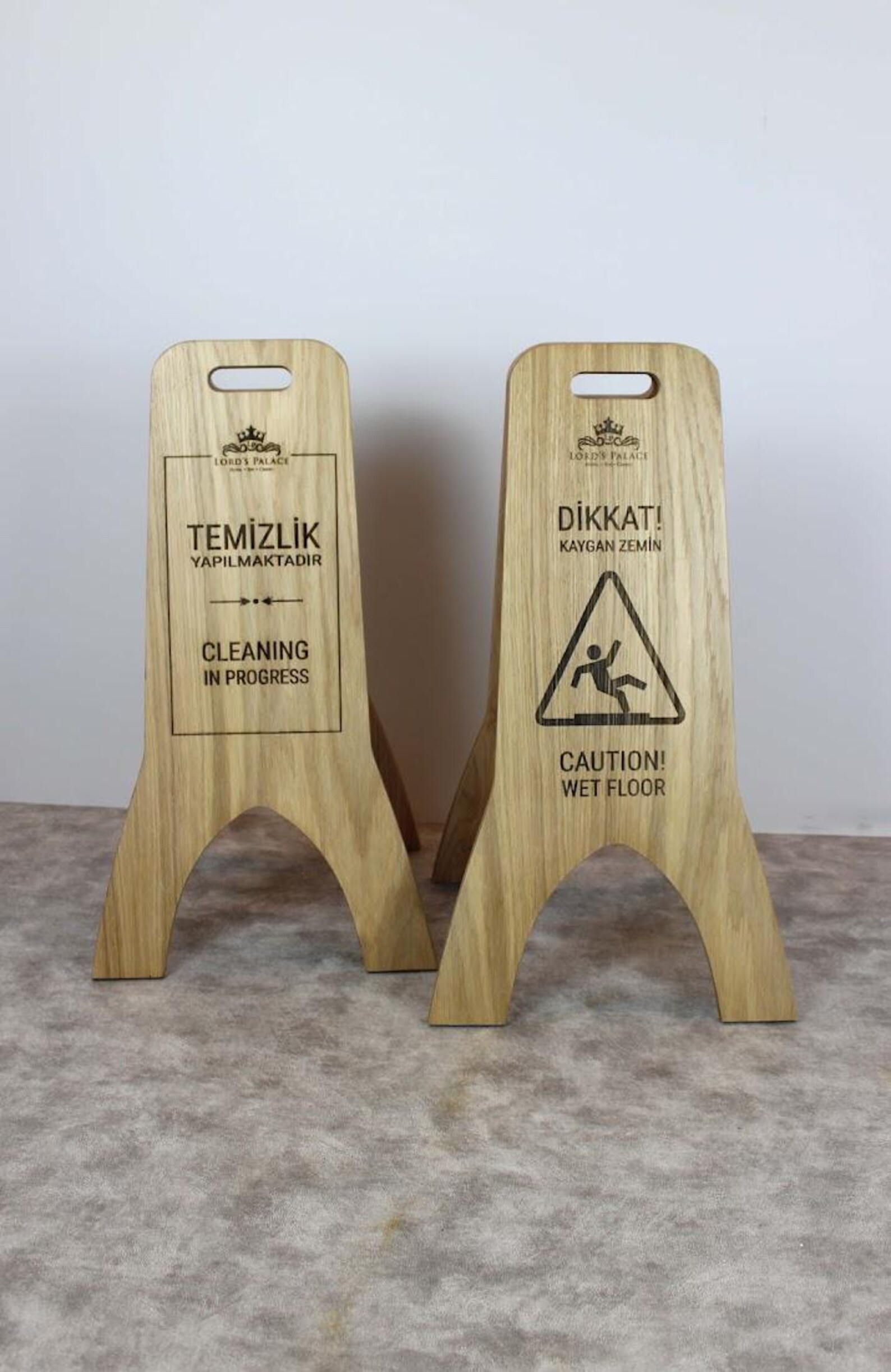 Wet Floor Wood Sign - Business Caution Danger Sign - Wet Floor Warning ...