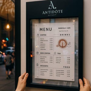 Wall Mounted Menu Box - Restaurant Menu Display Case for Cafe, Bistro ...