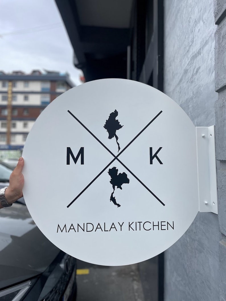 Custom Round Blade Sign Wall Hanging Shop Sign Storefront Blade Sign ...