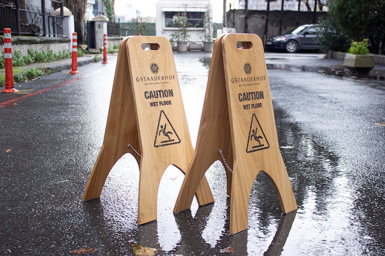 Wet Floor Wood Sign Business Caution Danger Sign Wet Floor Warning Sign ...