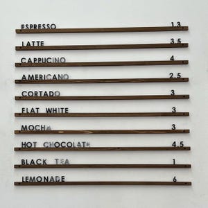 Handcrafted Wooden Menu Board With Interchangeable Letters - Cafe Sign ...