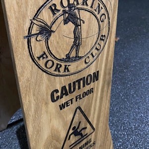 Caution Wet Floor Wood Sign - Business Safety Sign - Wet Floor Warning ...
