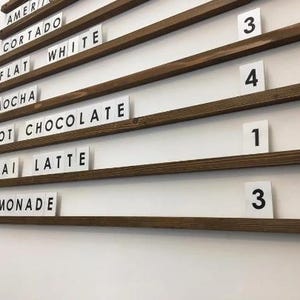 Handcrafted Wooden Menu Board With Interchangeable Letters - Cafe Sign ...