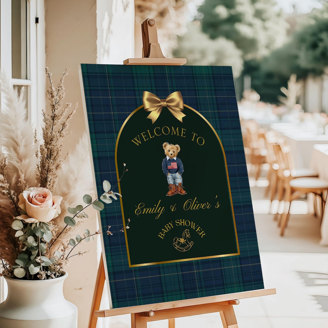 PRINTED + SHIPPED Ralph Lauren Baby Shower Welcome Sign Foam Board ...