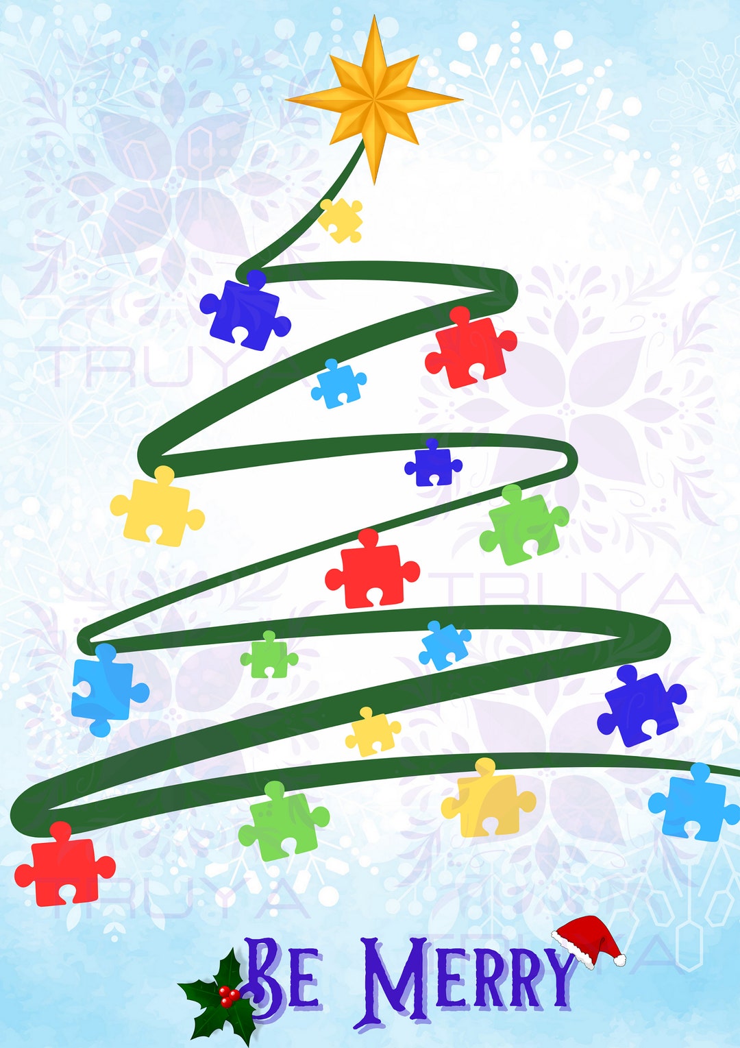 Be Merry, Christmas Decor, Wall Art, Autism Awareness, Tree, Christmas ...