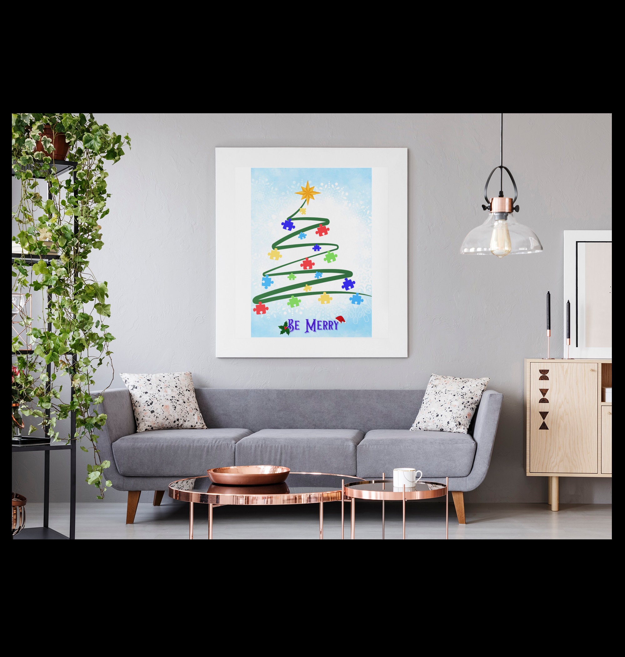 Be Merry, Christmas Decor, Wall Art, Autism Awareness, Tree, Christmas ...