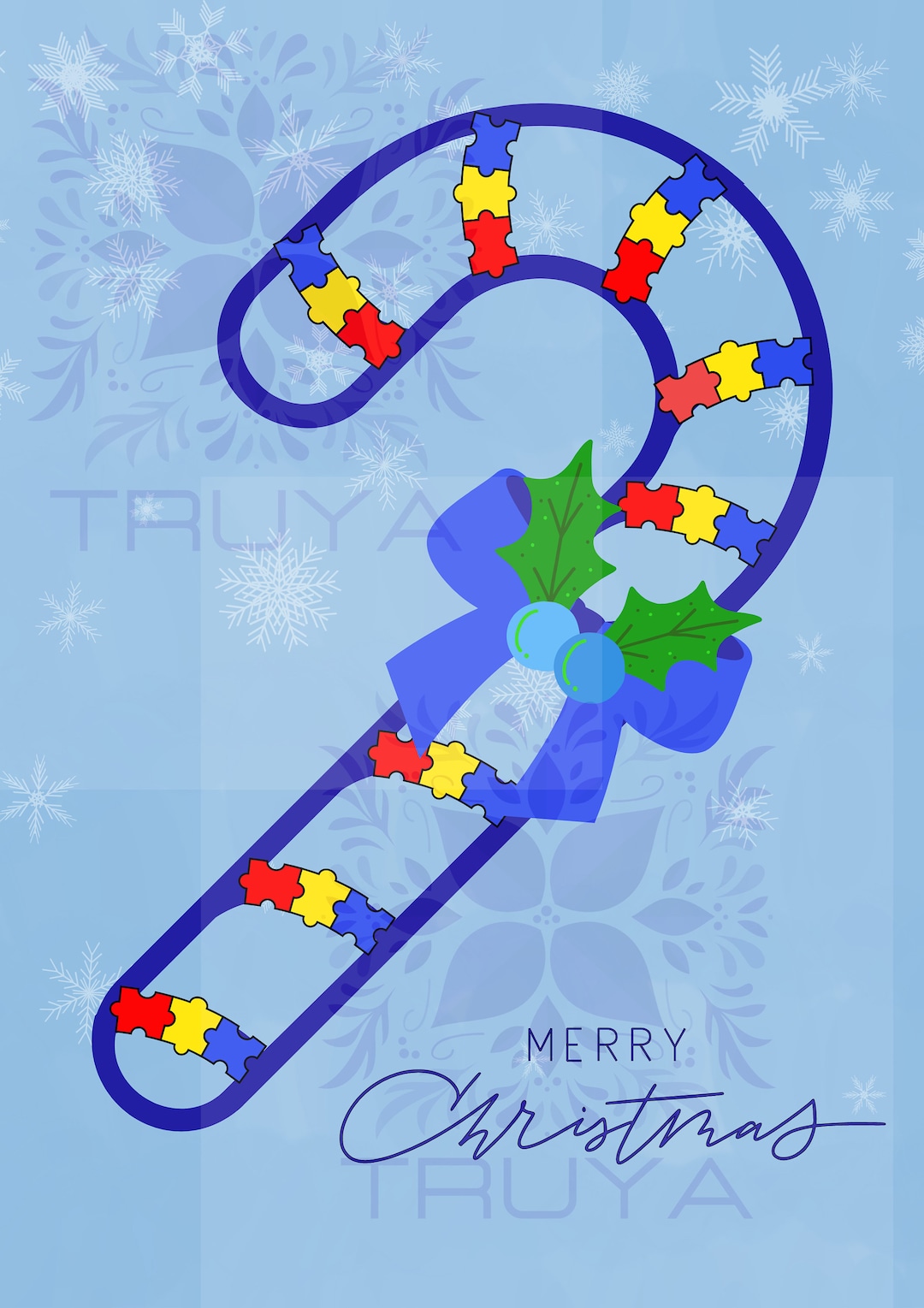 Candy Cane, Christmas Decor, Wall Art, Autism Awareness, Merry ...