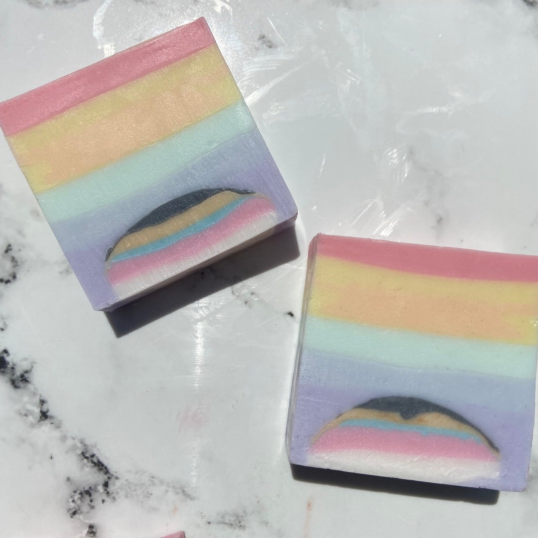 Pride Rainbow Flag Cherry Goat Soap Medium Bar Handmade Soap, Clean ...
