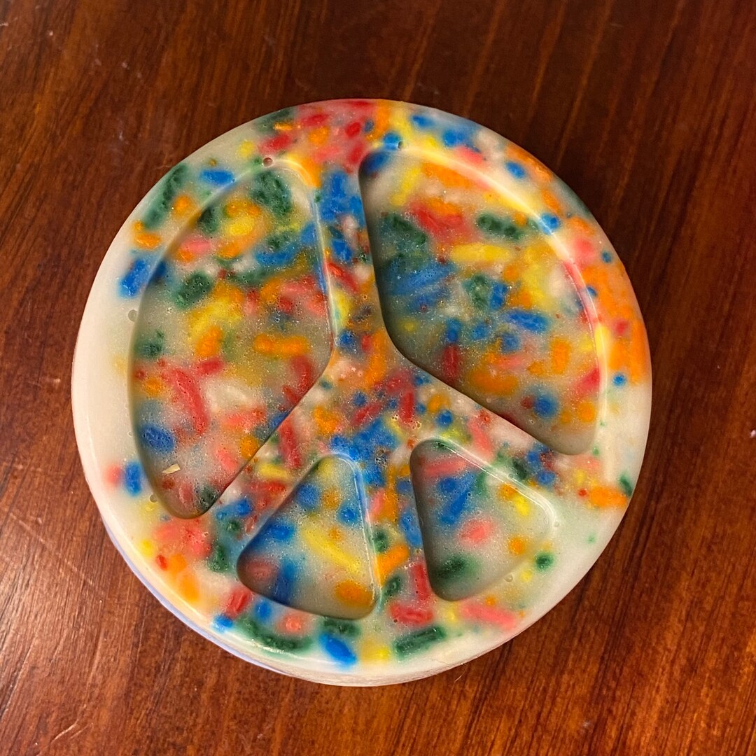 Handmade Goat Soap Sprinkle Vanilla Two Color Peace Sign Large Bar Melt ...