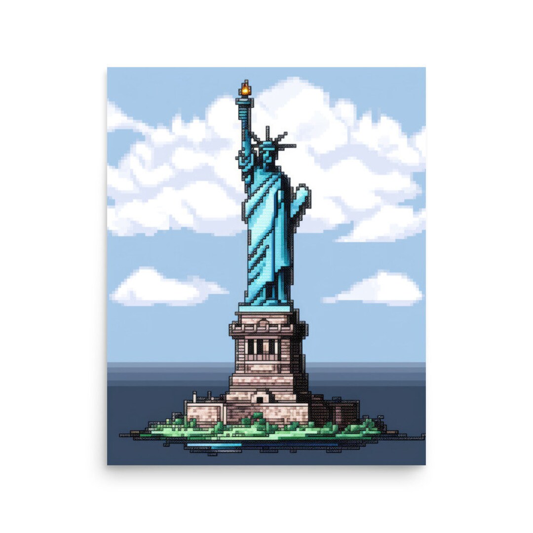 Pixelated Statue of Liberty in New York Art Print - Etsy