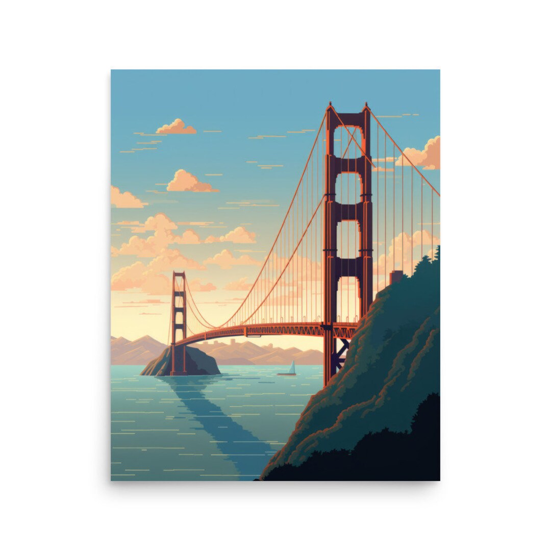 Pixelated Golden Gate Bridge in San Francisco Art Print - Etsy