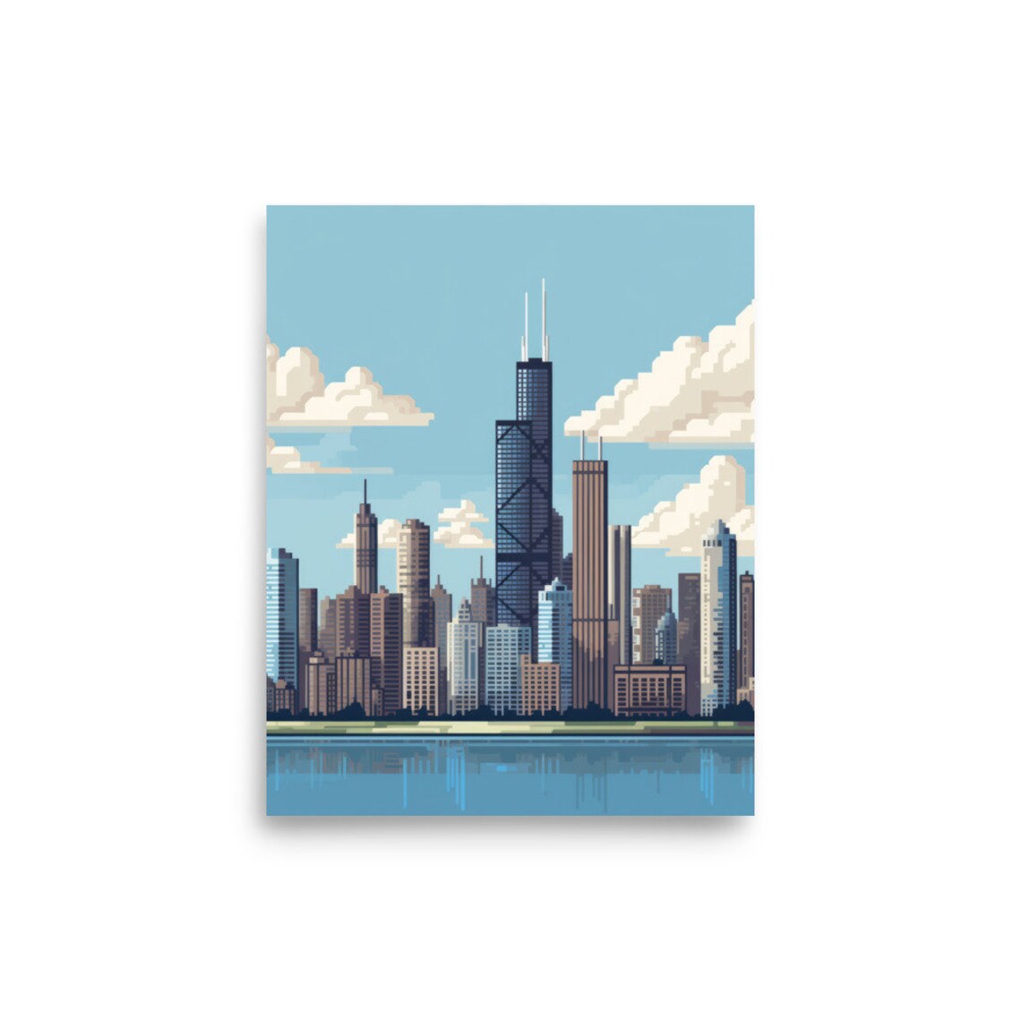 Pixelated Chicago Skyline Art Print - Etsy