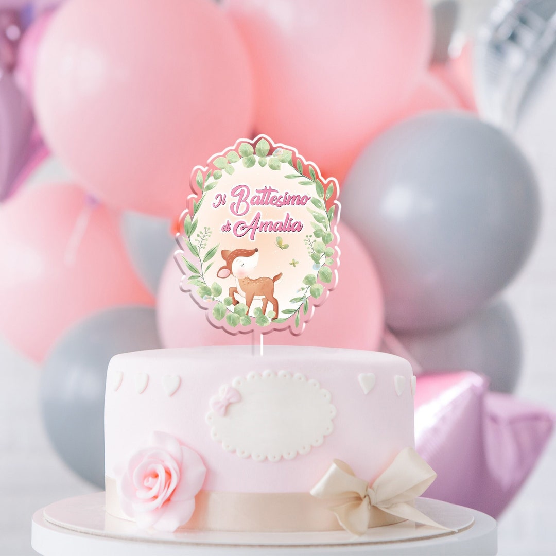 Topper de Bolo de Batismo em Acrílico para Menina, personalizável com ...