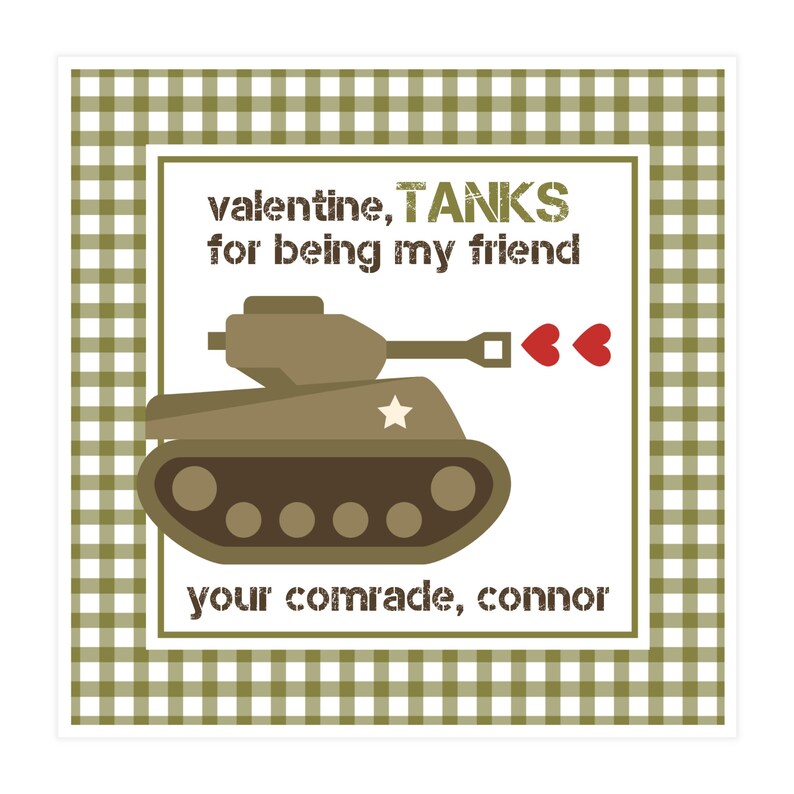 Printable Military Kids Tank Class Valentine, Gift Tag (editable) - Etsy