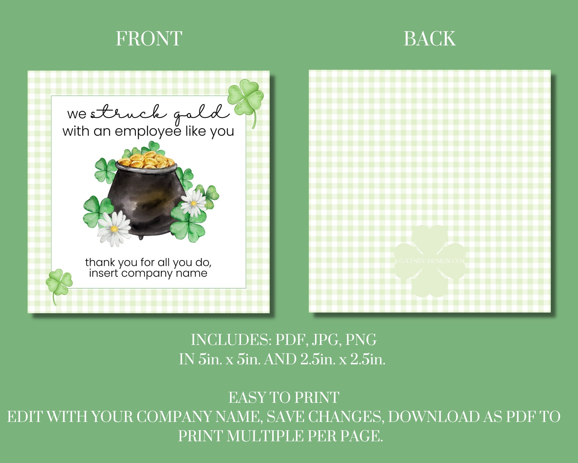 St Patricks Day Employee Appreciation Card - Etsy