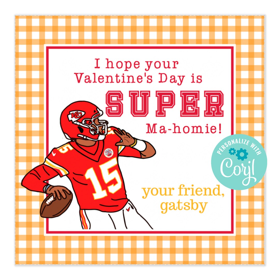 Class Valentine Tag - Mahomes Chiefs Gold Super Bowl - Etsy