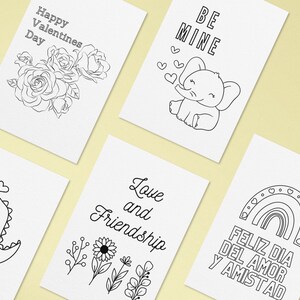 Valentine Coloring Sheets in English and Spanish - Etsy