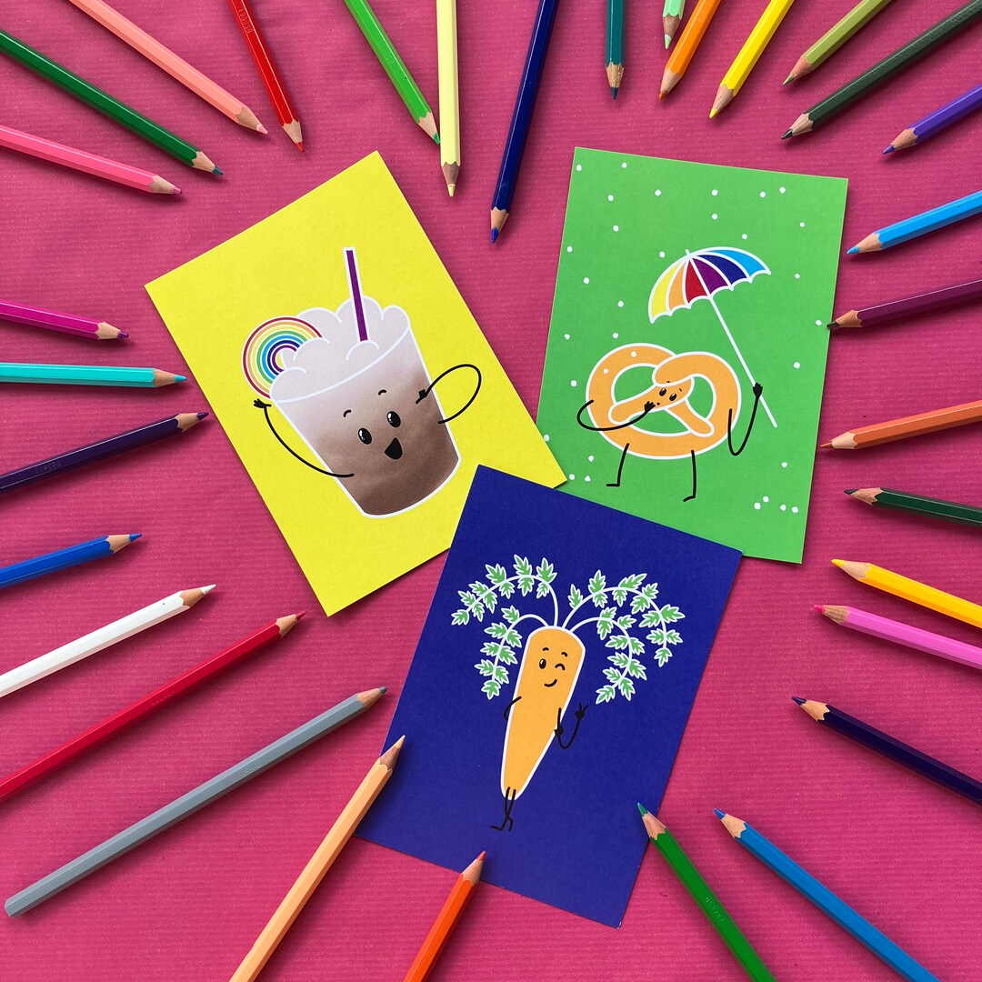 Cute Postcards 3-pack - Etsy