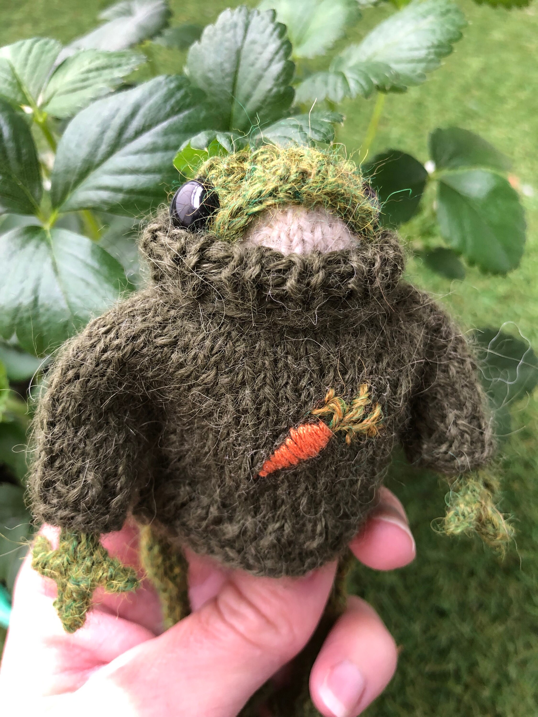 Spring Knitted Frog in a Sweater With Embroidered Carrot - Etsy
