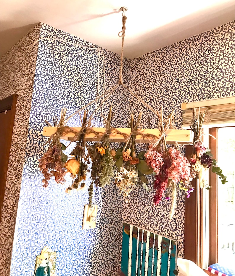 24 Dried Herb Ceiling Hanger Frame Chili Pepper Garlic Orange Drying Hanger Wood Rack, Wedding ...