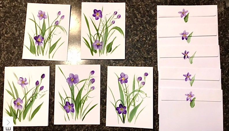 Violet Note Cards Assorted Hand Painted W/matching Envelopes - Etsy