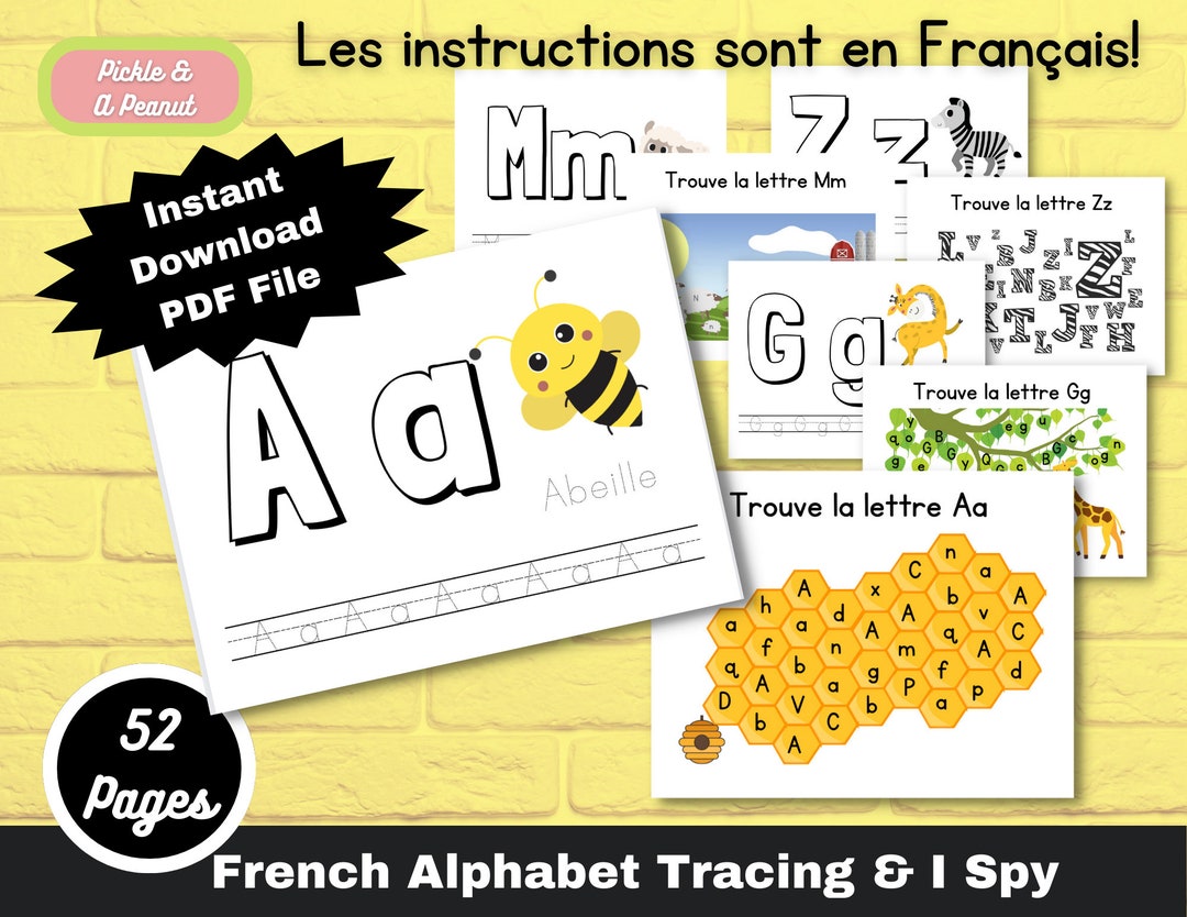 French Alphabet Tracing Worksheets I Spy Letters Preschool - Etsy