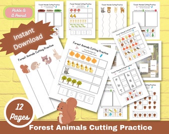 Fall Forest Animals Cut and Paste, Scissor Skills Worksheets, Preschool ...