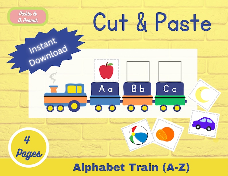 Alphabet Cut and Paste, Preschool Scissor Skills Practice Printable ...