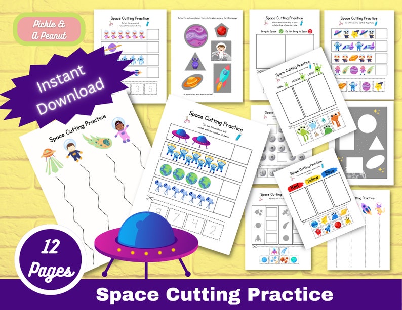 Preschool Cutting Practice, Toddler Cut and Paste Worksheets, Scissor ...