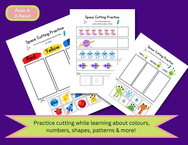 Preschool Cutting Practice, Toddler Cut and Paste Worksheets, Scissor ...