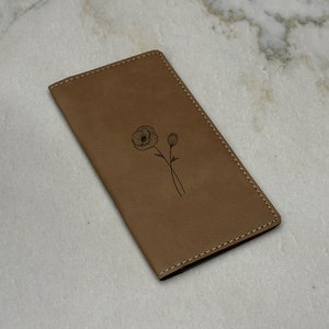 Birth Flower Engraved Checkbook Cover, Personalized Checkbook Cover ...
