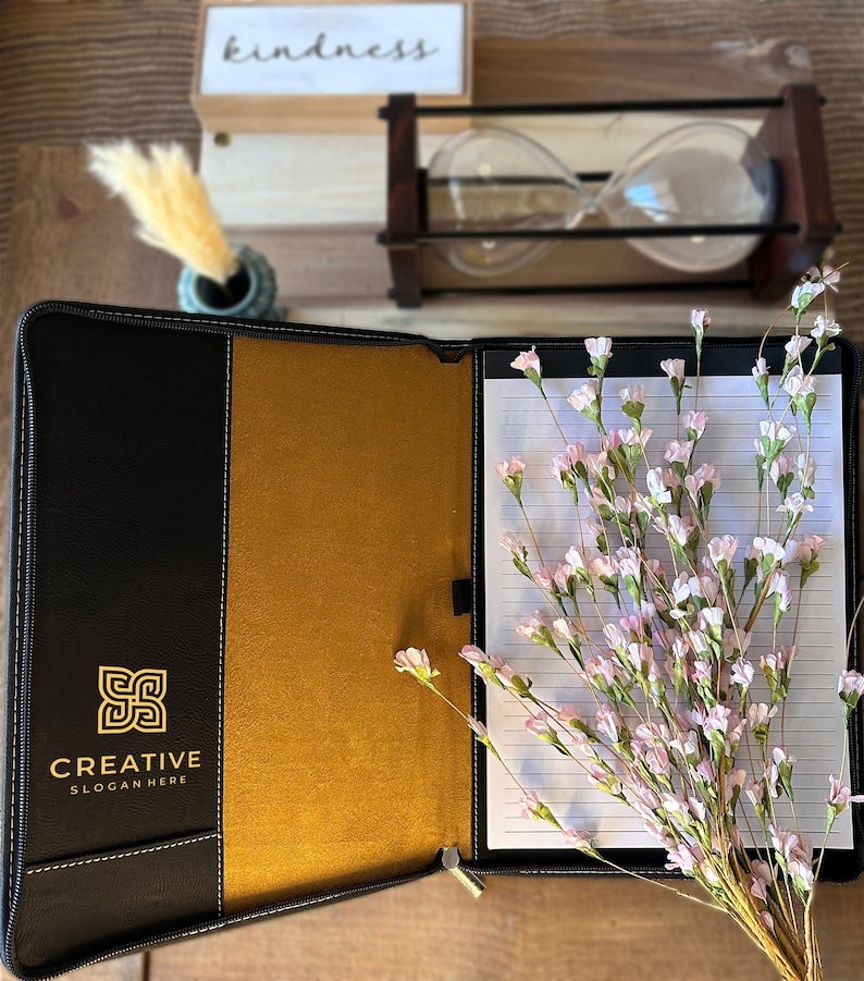 Custom Company Logo Leather Portfolio, Personalized Engraved Company ...