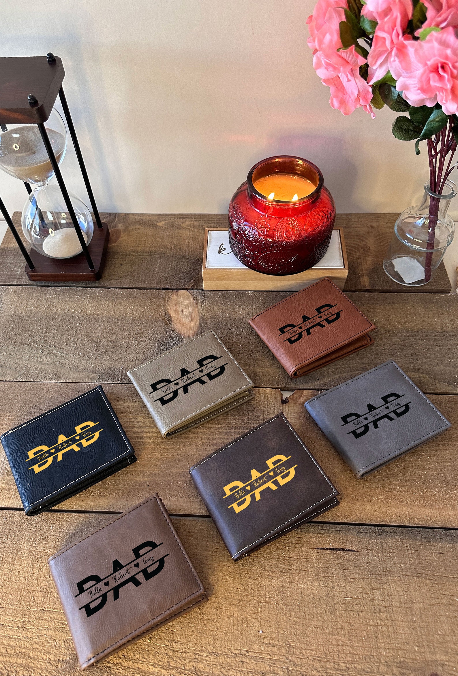 Personalized Kids Name Leather Wallet for Dad, Best Father's Day Gift ...