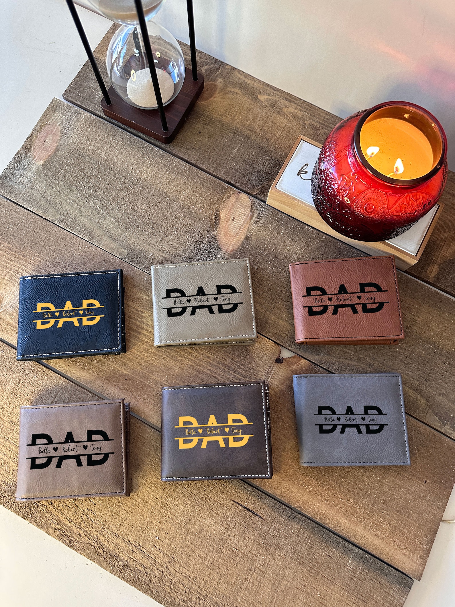 Personalized Kids Name Leather Wallet for Dad, Best Father's Day Gift ...