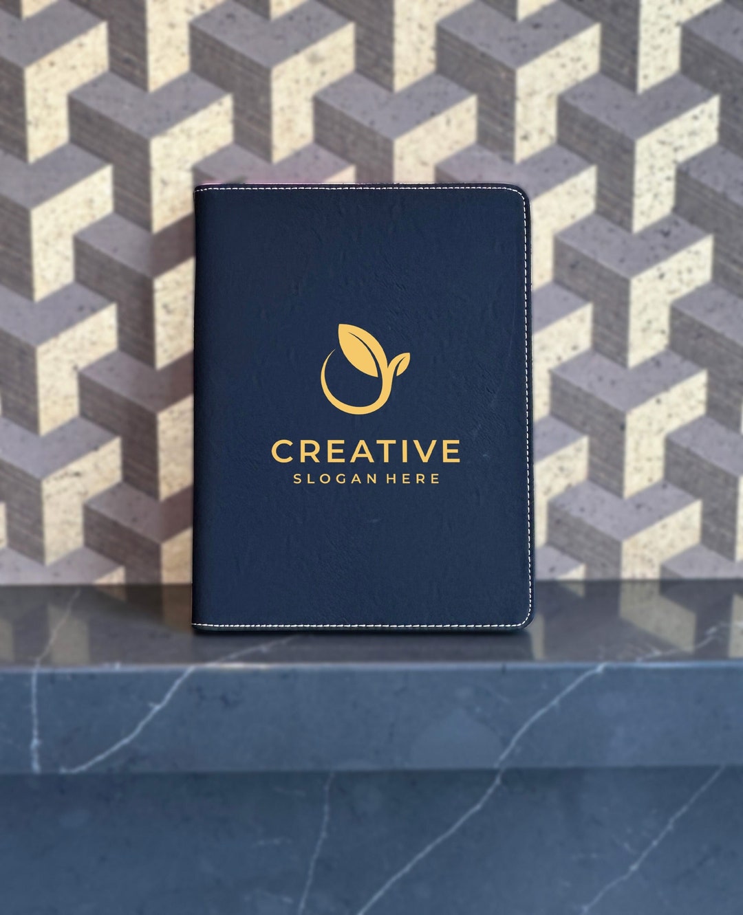 Personalized Leather Portfolio Custom Logo Vegan Leather Etsy