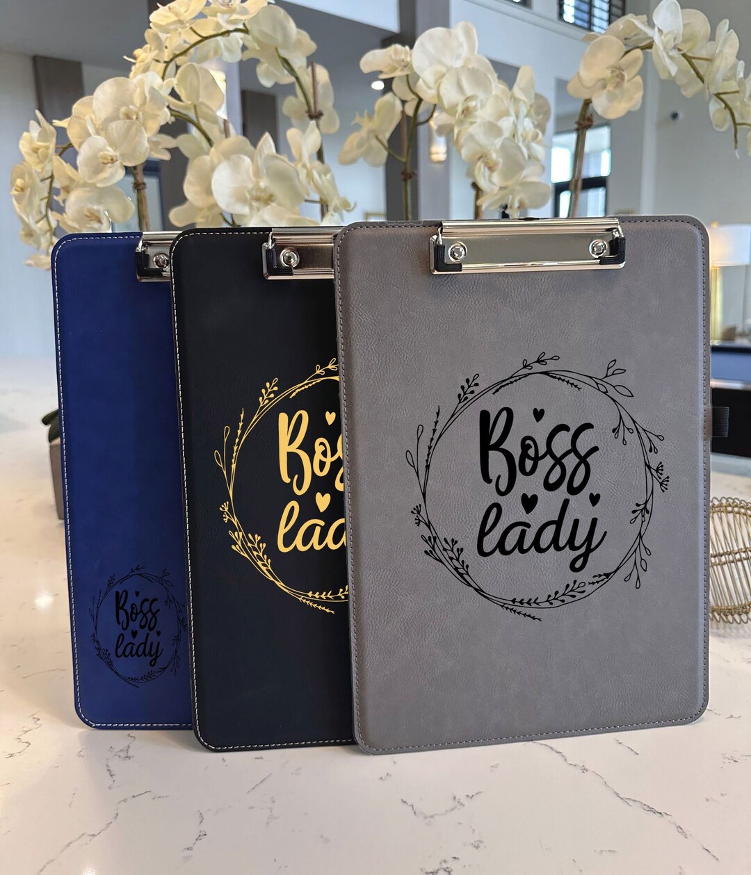 Boss Lady Leather Clipboard, Custom Clipboard, Vegan Leather Clipboard ...