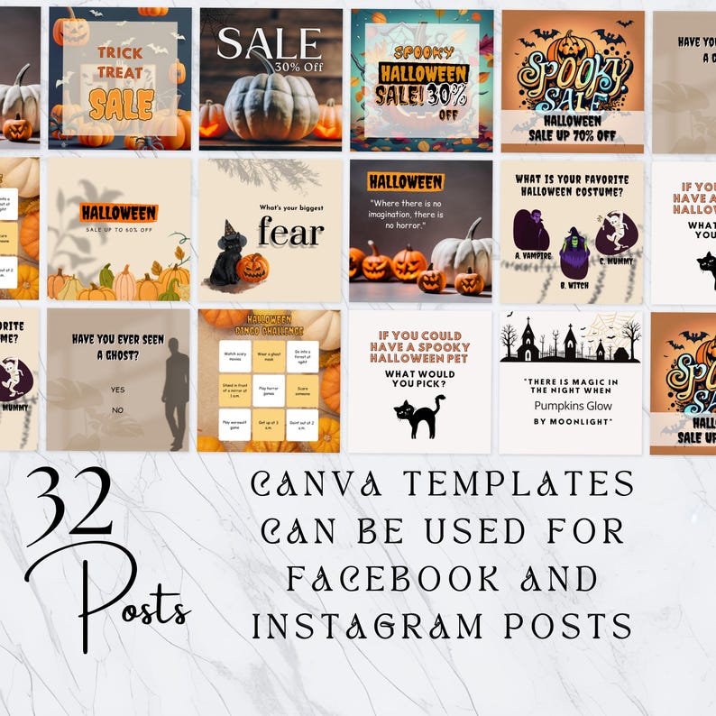 Halloween Posts, Halloween Templates, Canva Halloween Post Templates ...