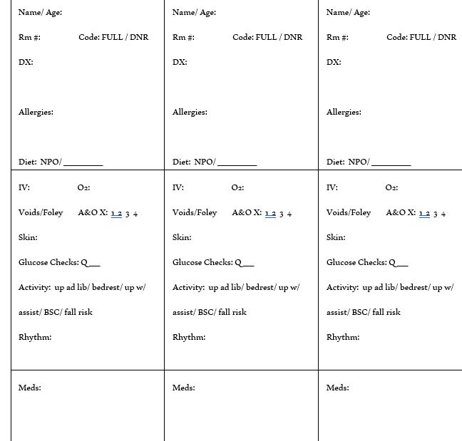 Nurse Multiple Patient Report Sheet - Etsy