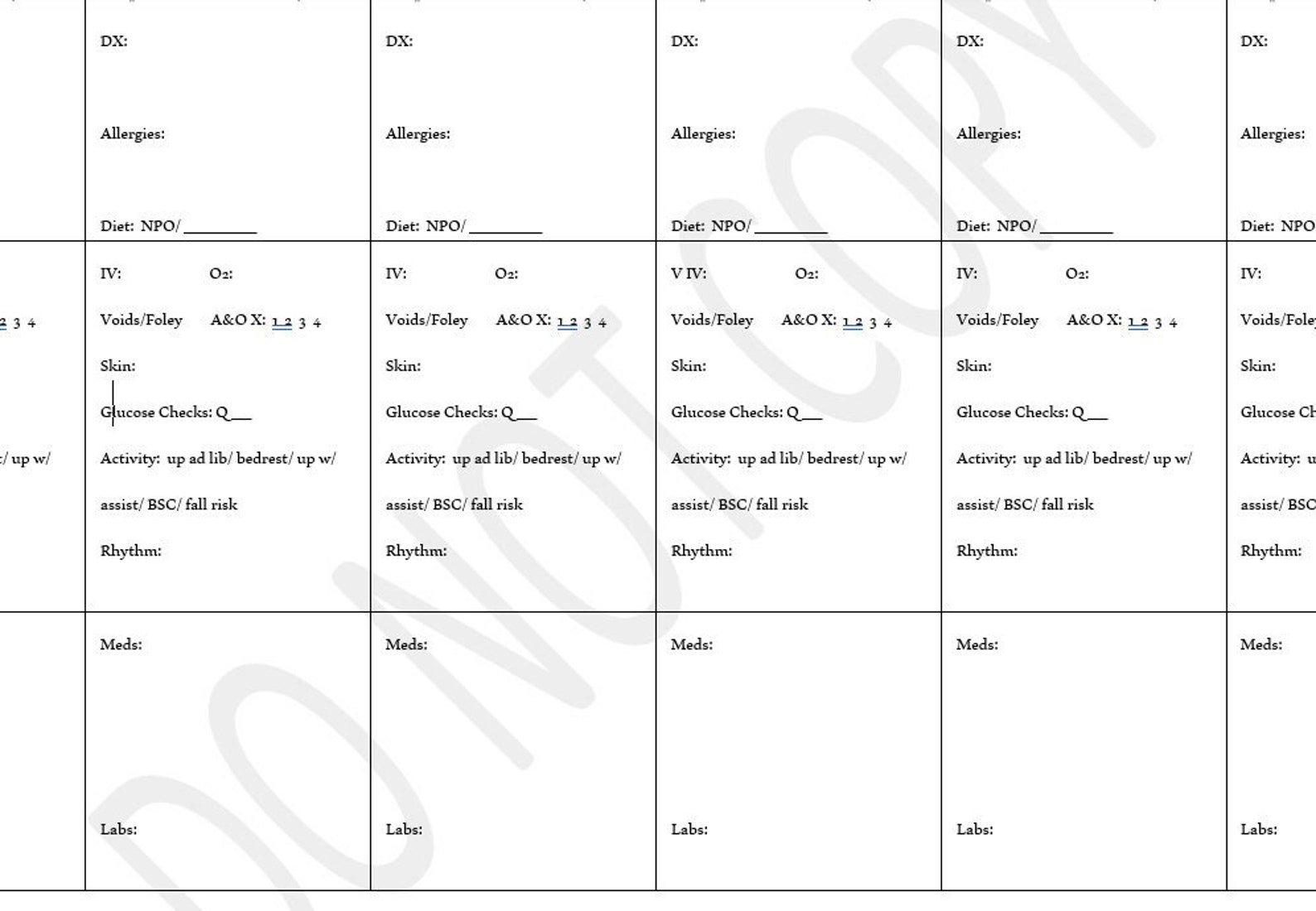 Nurse Multiple Patient Report Sheet - Etsy