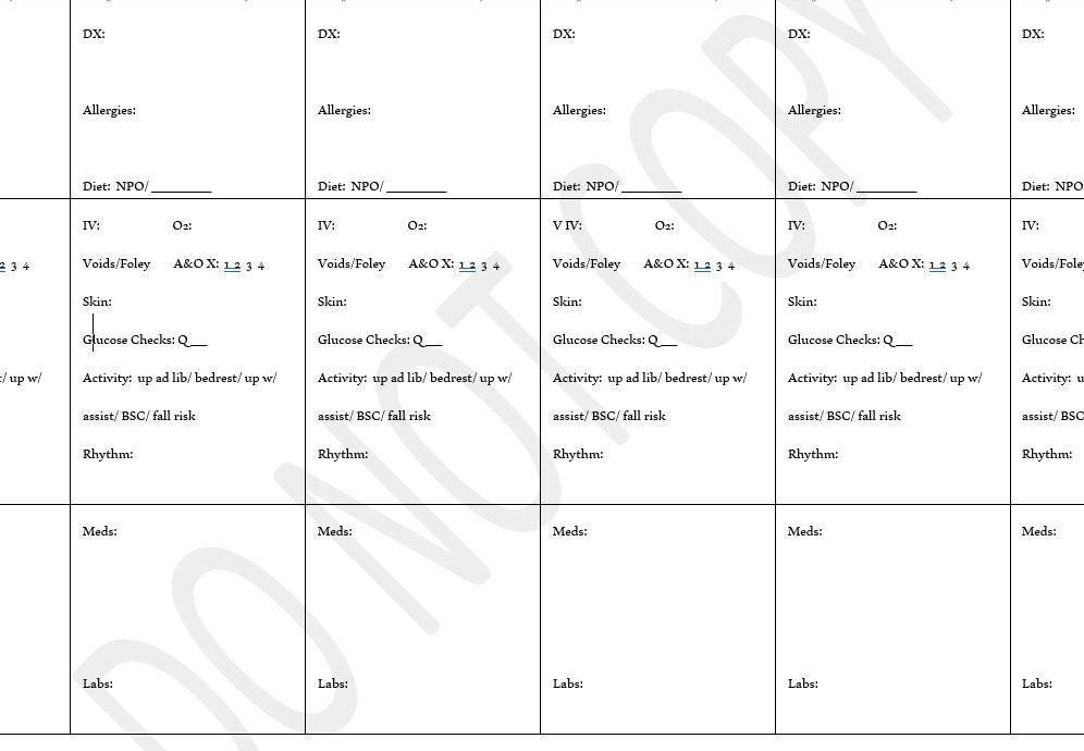 Nurse Multiple Patient Report Sheet - Etsy