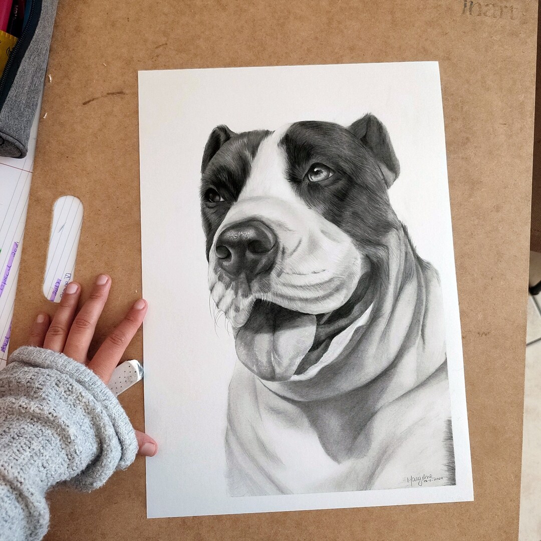 Handmade Graphite Dog Portrait for Dog's Parents - Etsy