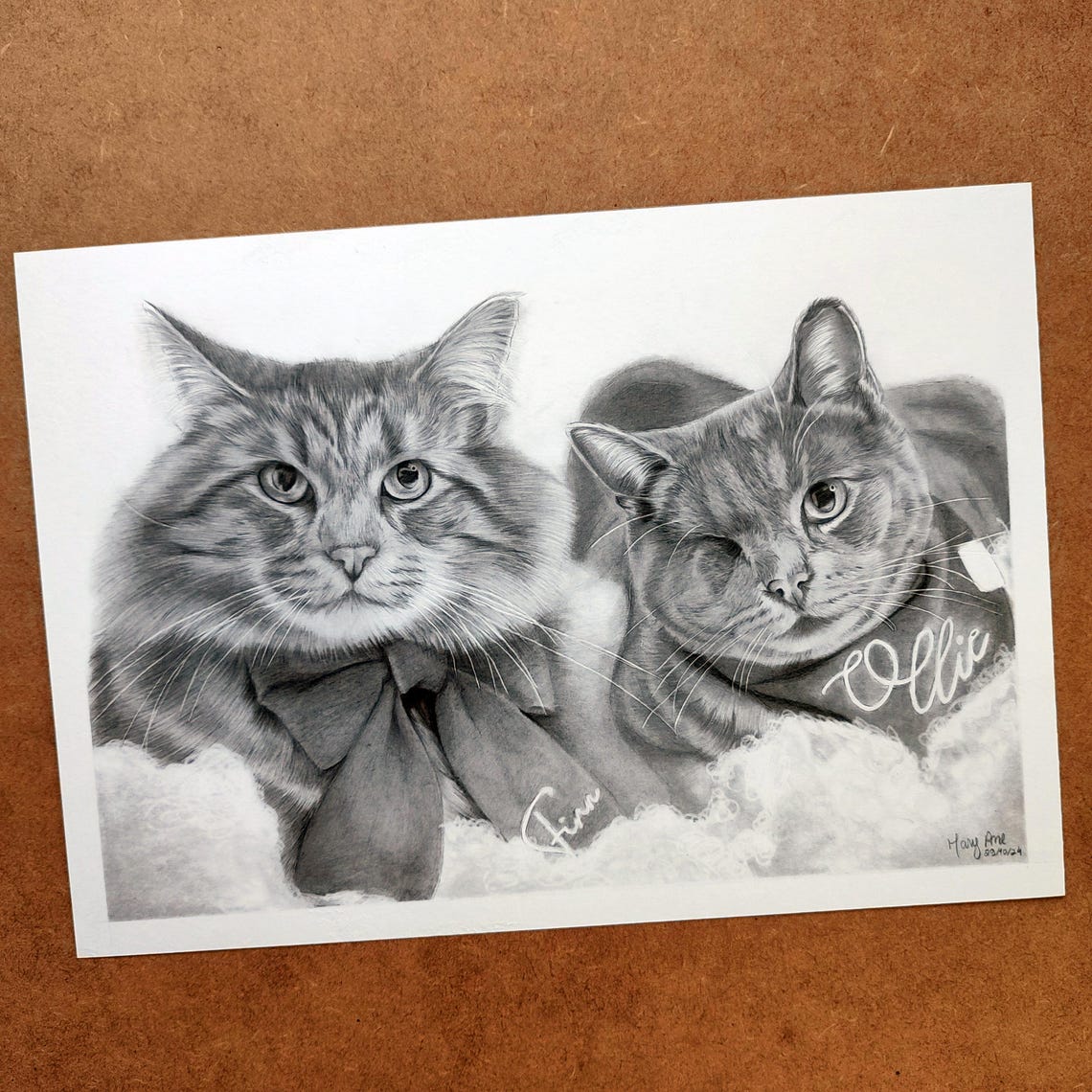 Custom Handmade Drawing Portrait of Pets, Cat and Dog Art Traditional ...