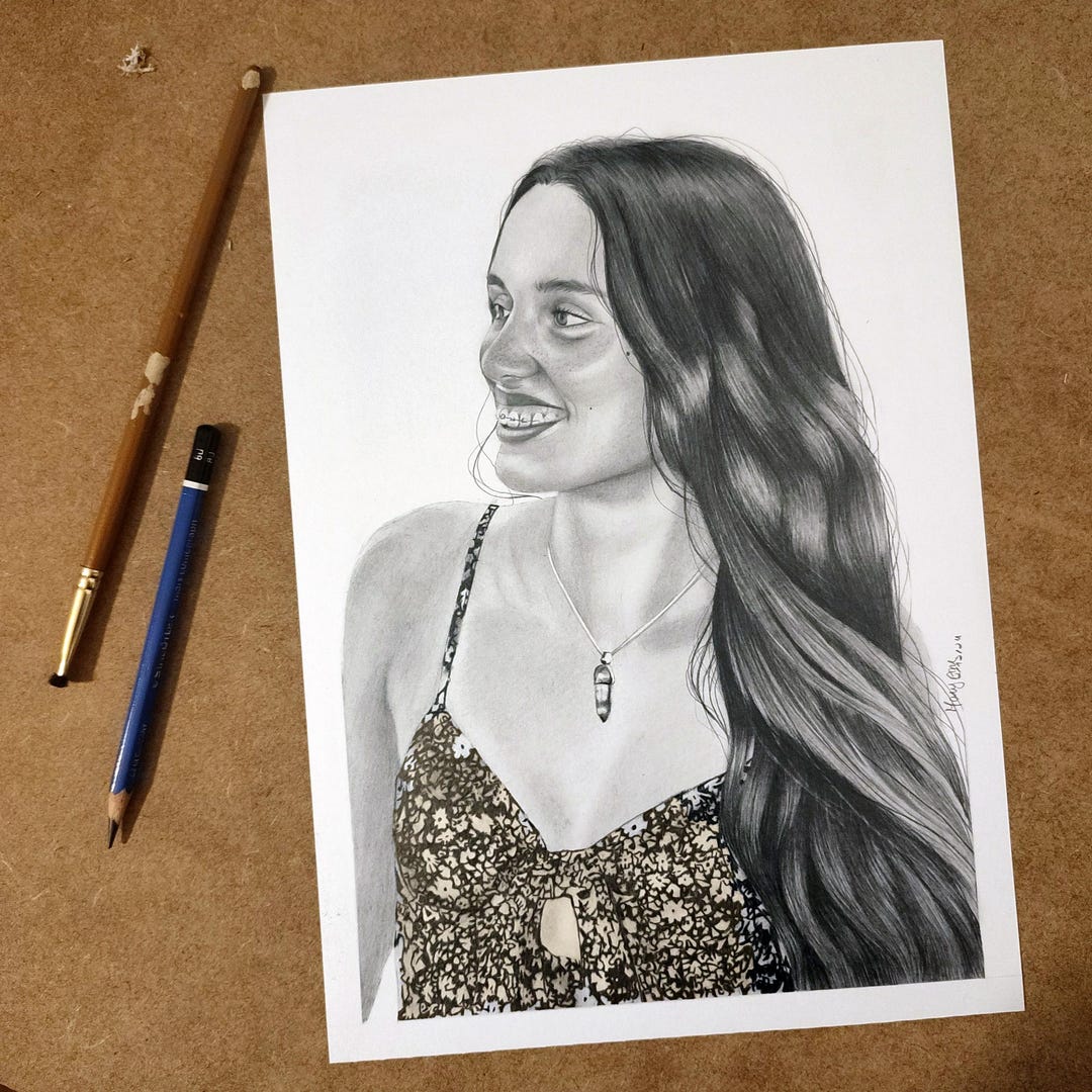 Portrait Commission Art of Loved Ones With Graphite on Paper for Every ...