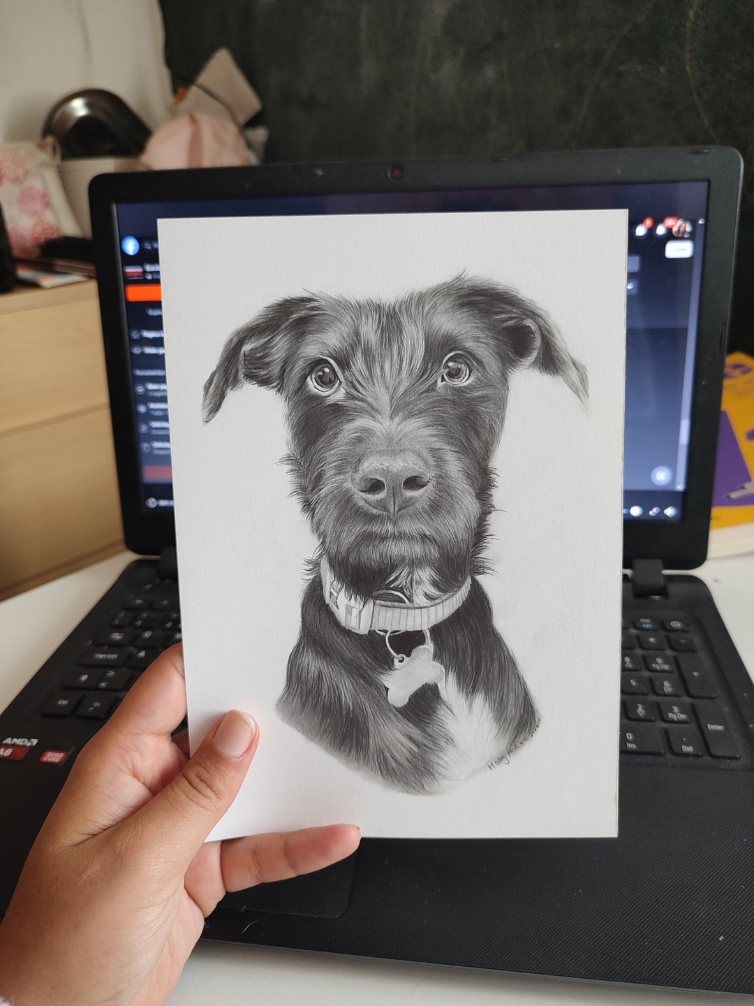 Pet Portrait Custom Graphite Pet Loss Gift Dog Portrait Charcoal Pet ...