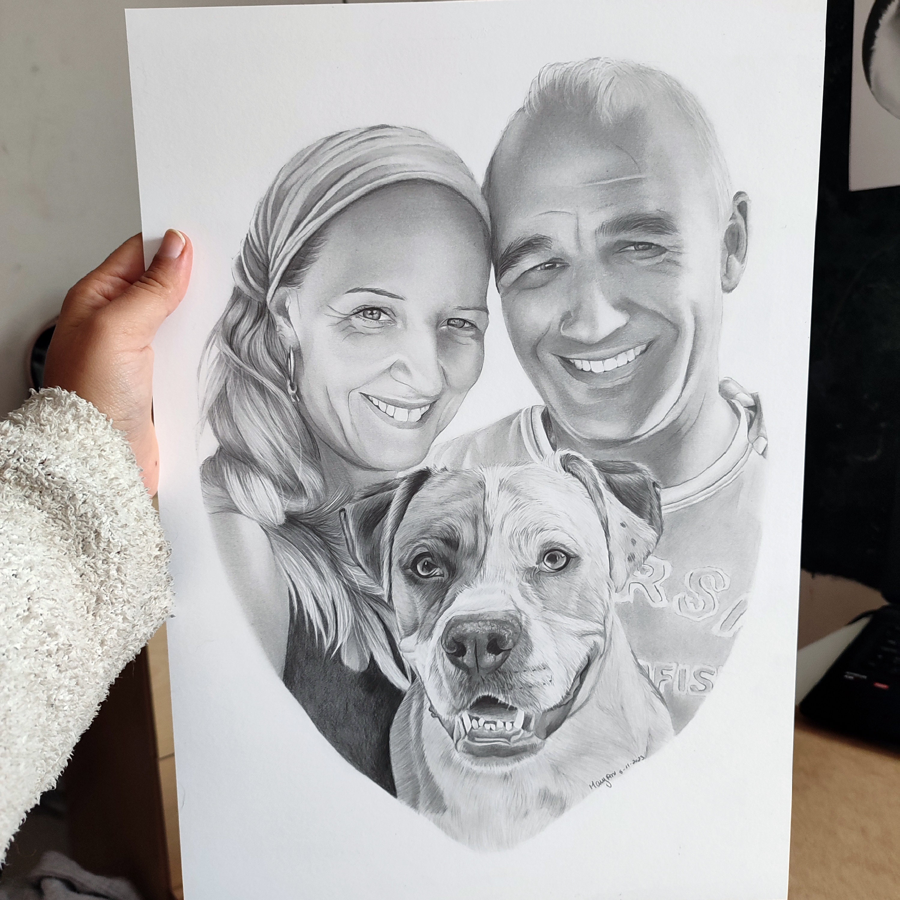 Custom Handmade Drawing Portrait of Pets, Cat and Dog Art Traditional ...
