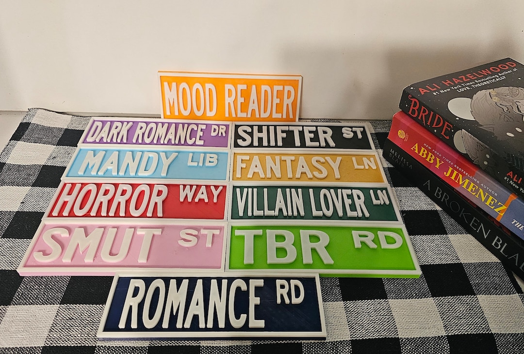 Library Street Sign, Bookshelf Decor, Book Nook Decor, 3D Printed ...