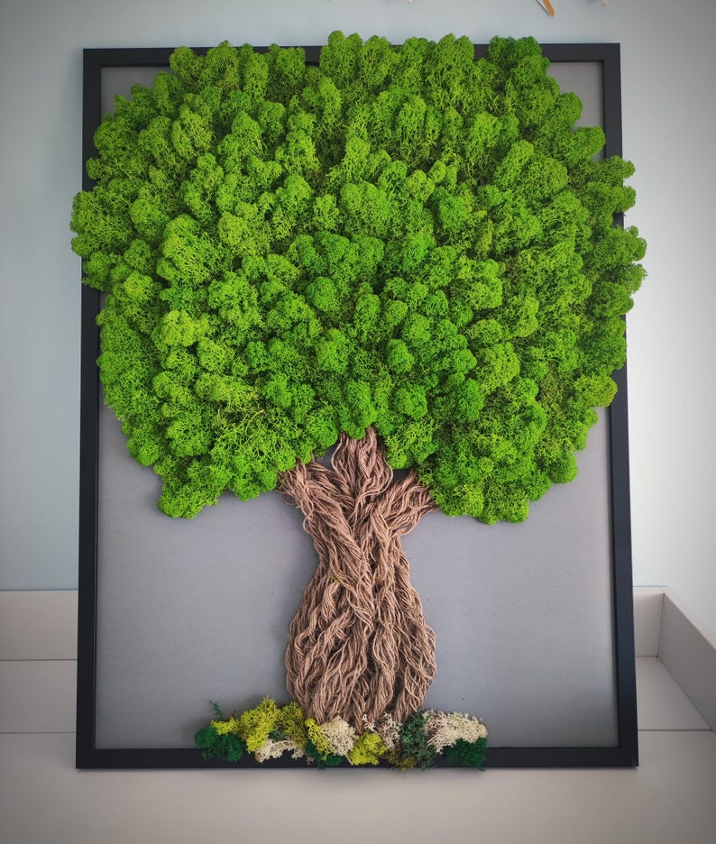 Tree Reindeer Moss Arrangement Preserved Moss Wall Art - Etsy