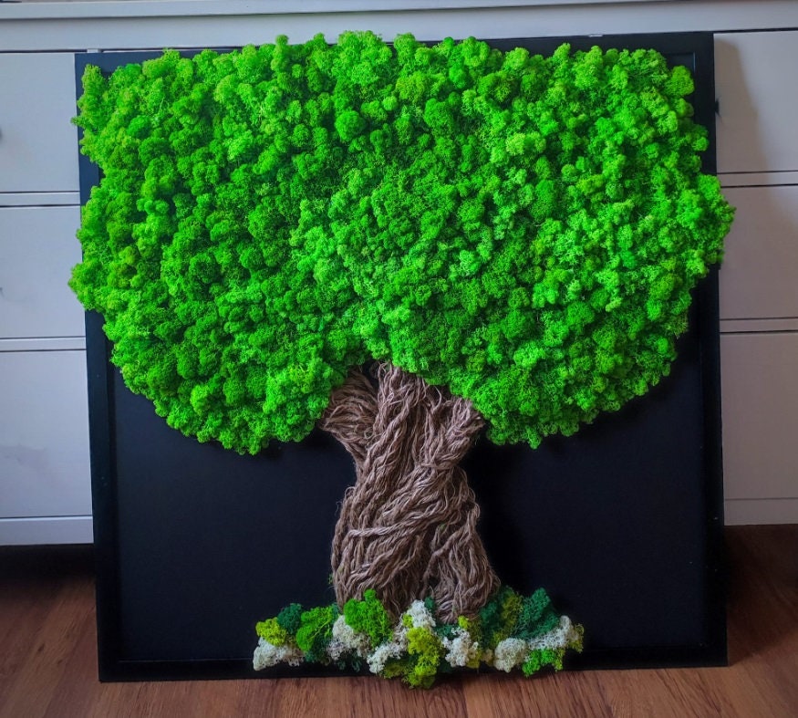 Tree Reindeer Moss Arrangement Preserved Moss Wall Art - Etsy